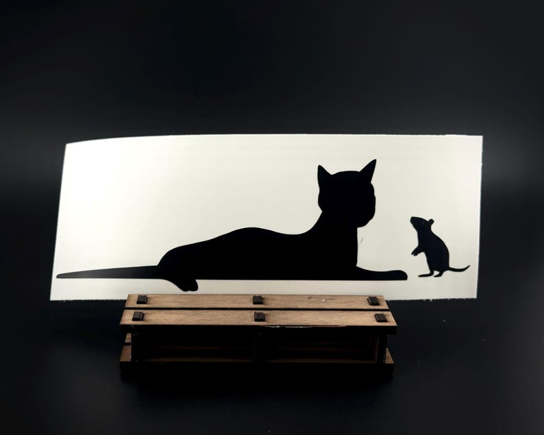 Calcomanía de vinilo de gato y ratón: divertida pegatina para portátil ...