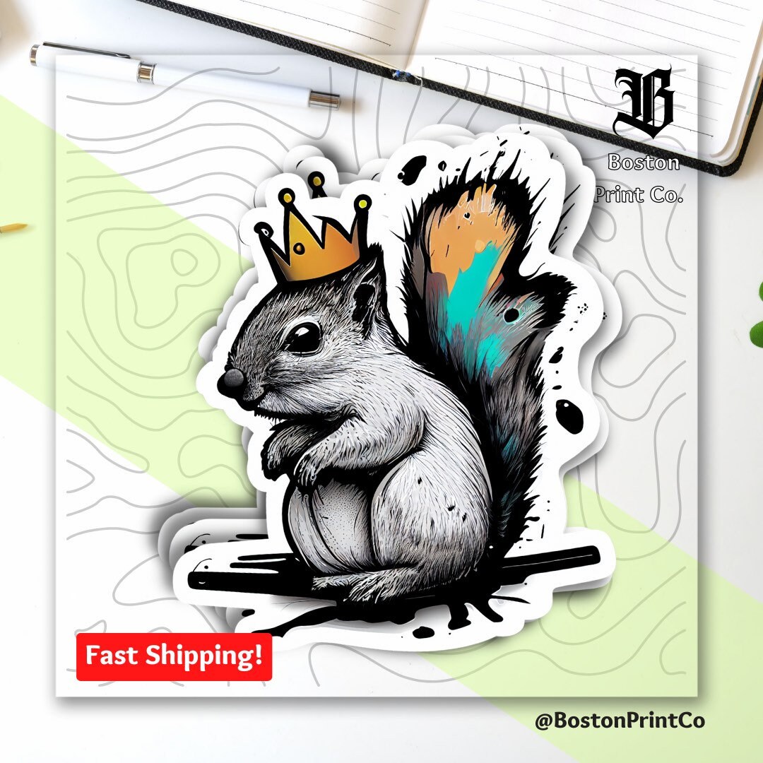 Crowned Squirrel Vinyl Sticker Decal for Water Bottles - Etsy