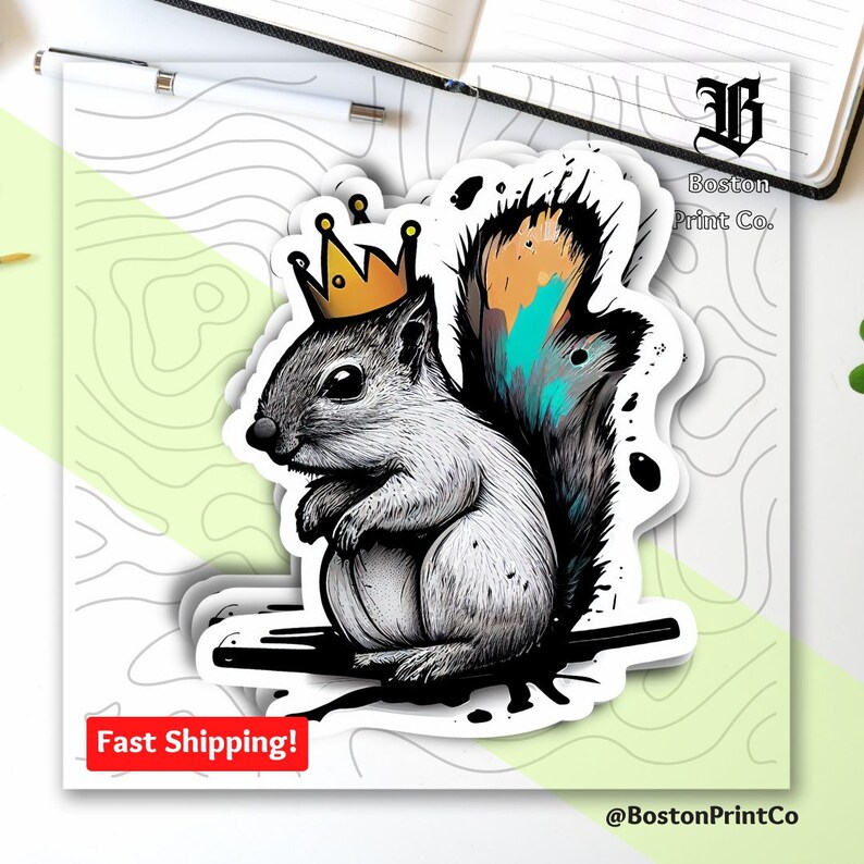Crowned Squirrel Vinyl Sticker Decal for Water Bottles - Etsy