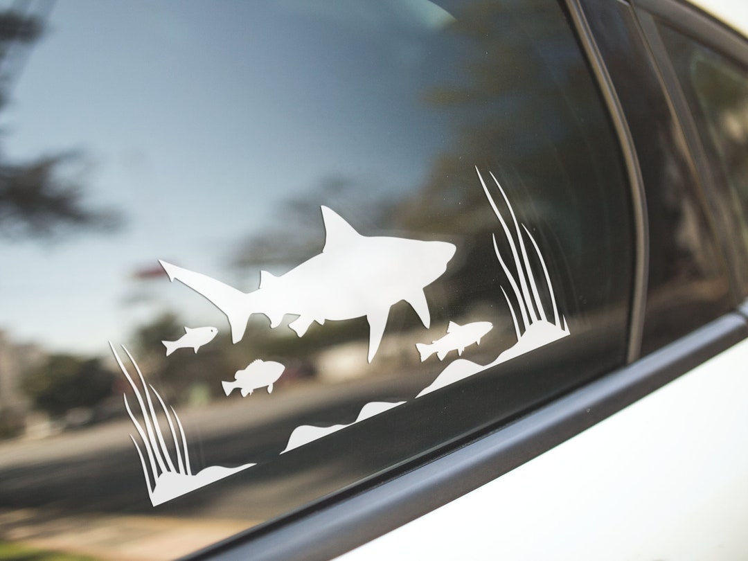 Majestic Great White Shark and Fish Decal - Dive Into Shark Enthusiast ...