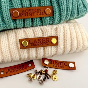 Customized No Sew Genuine Leather Tags for Beanies, Hats, Handmade ...