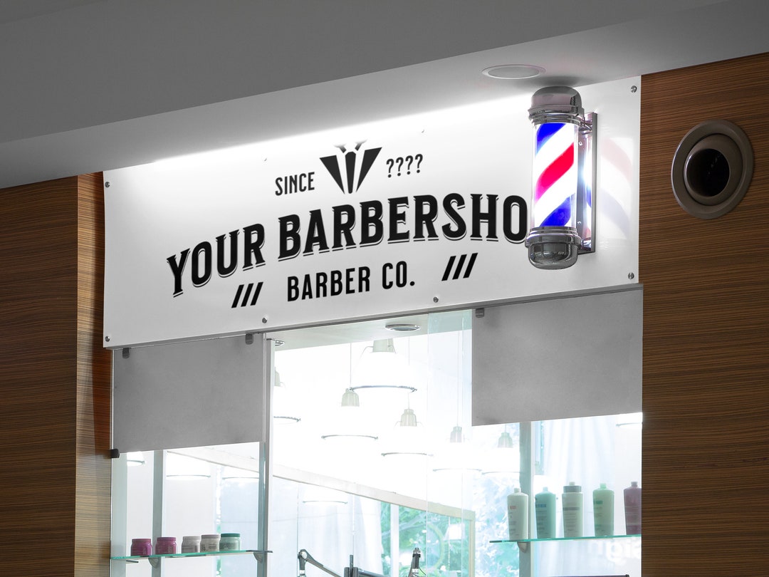 Barbershop Name Brand Decal Elevate Your Business With Bespoke Design ...