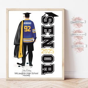 Personalized Hockey Graduation Print for Him, Hockey Graduate, Sports ...
