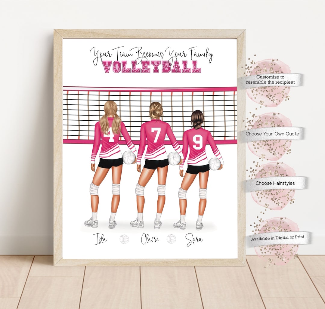 Personalized Girls Volleyball Print, Custom Volleyball Player, Sports ...