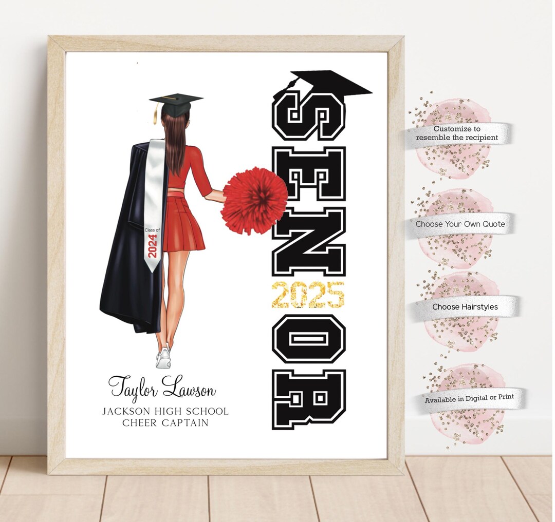 Personalized Cheerleader Graduation Print, Cheerleader Graduate, Sports ...