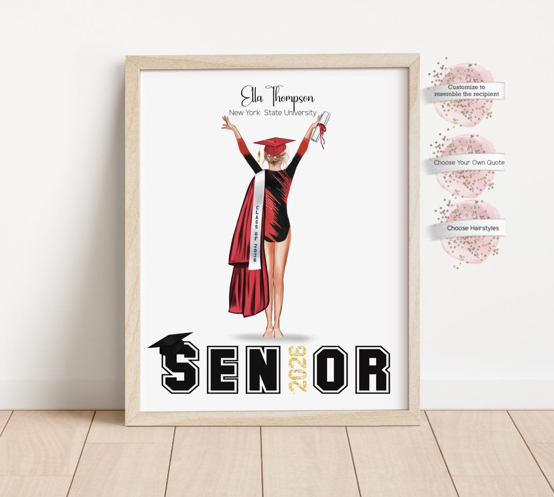 Personalized Gymnastics 2026 Senior Graduation Print, Custom Leotard ...