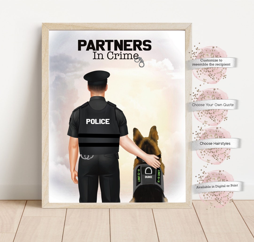 Police Officer and Police Dog Print, Personalized Gift, K-9 Unit ...