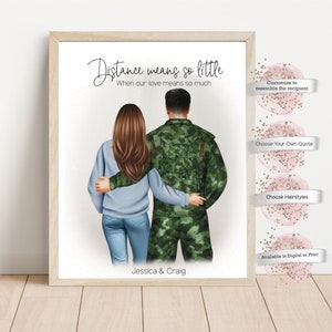 Personalized Military Couple Print, Personalized Gift for Soldier, Gift ...
