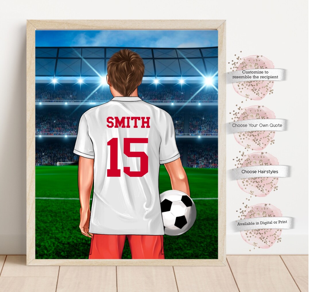 Personalized Soccer Player Print, Custom Uniform Included, Gift for ...