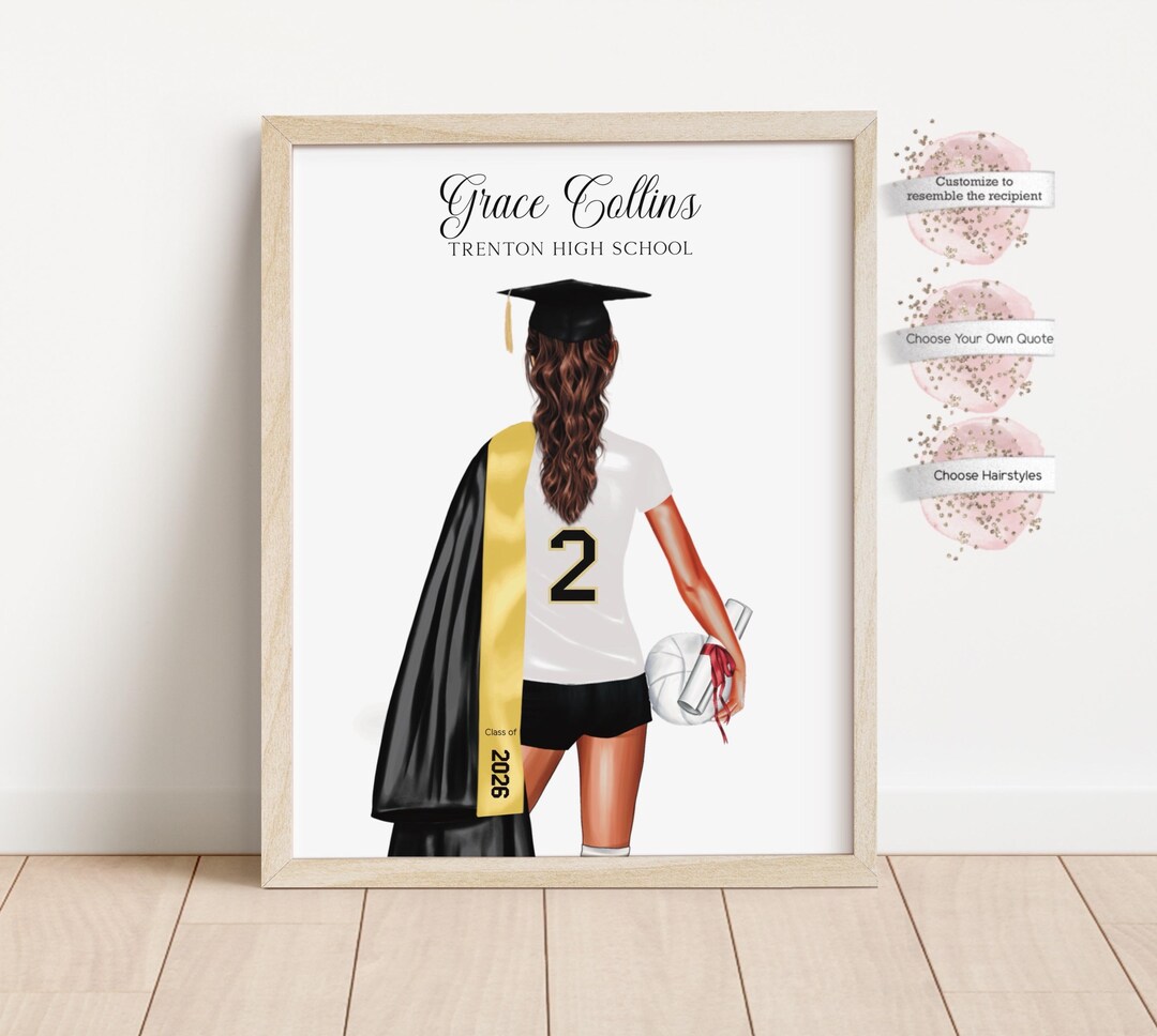 Personalized 2026 Senior Volleyball Graduate Print, Custom Uniform ...