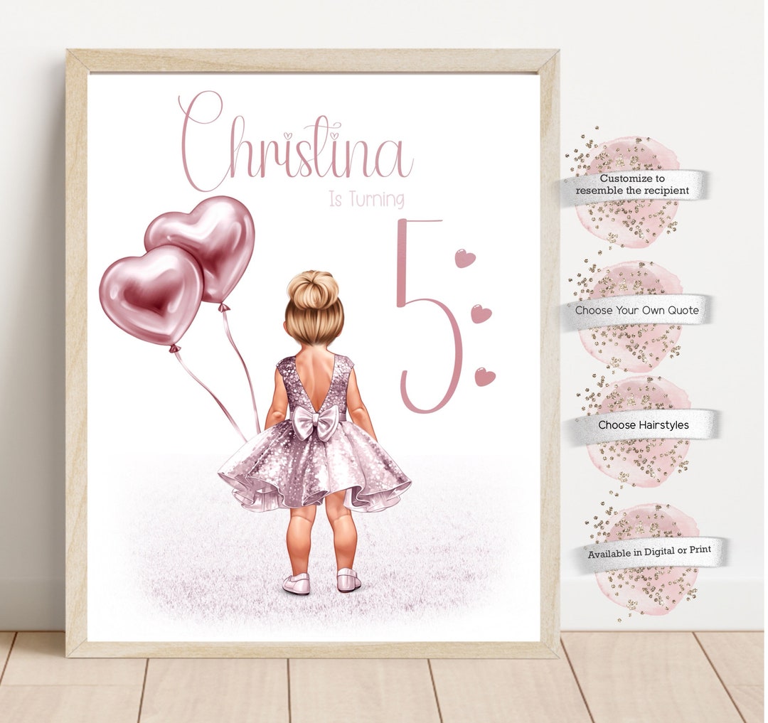 Personalized Birthday Princess Print, Custom Little Girl Poster ...