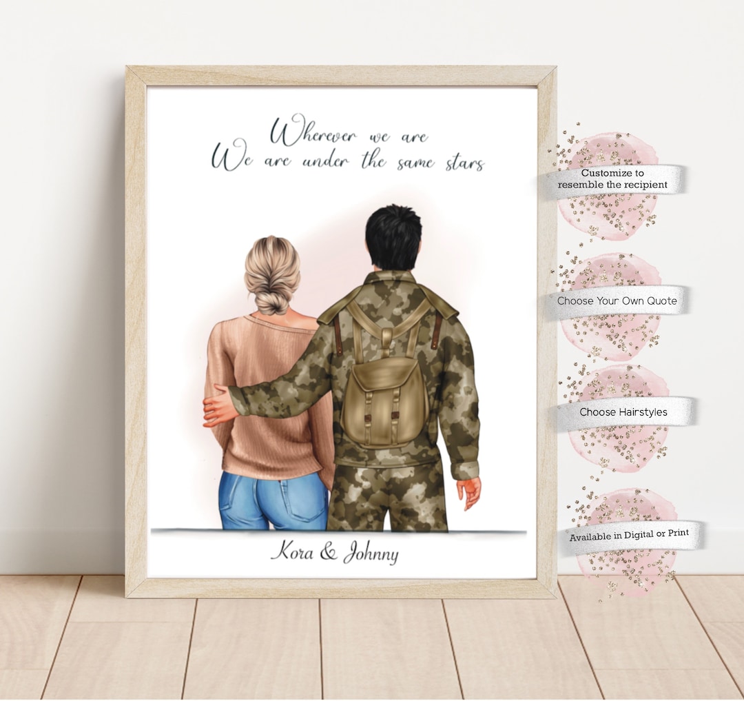 Personalized Military Couple Wall Art, Personalized Soldier Gift, Gift ...