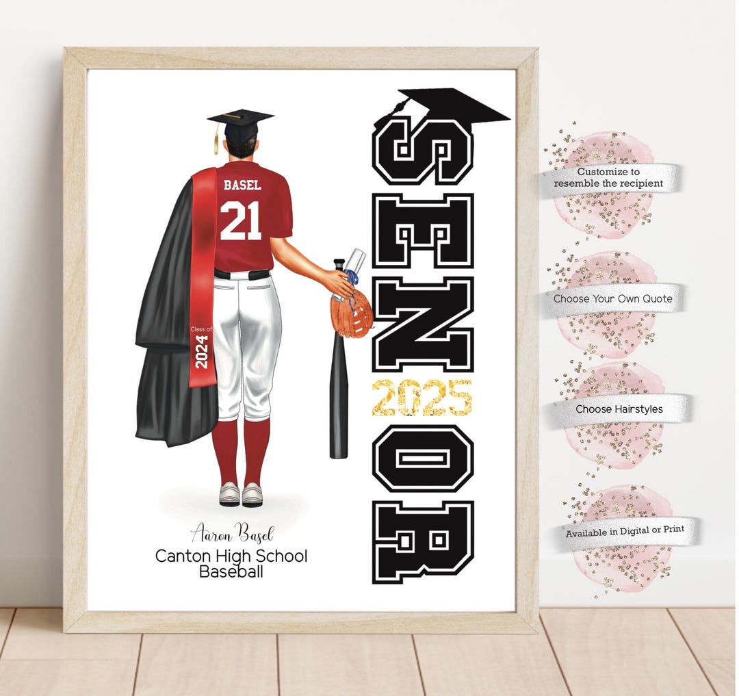 Personalized Softball Graduation Print for Him, Baseball Graduate ...