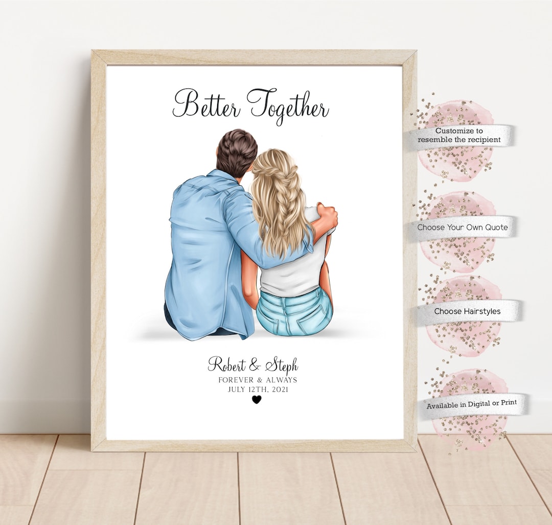 Personalized Couple Portrait , Better Together Couple Poster ...