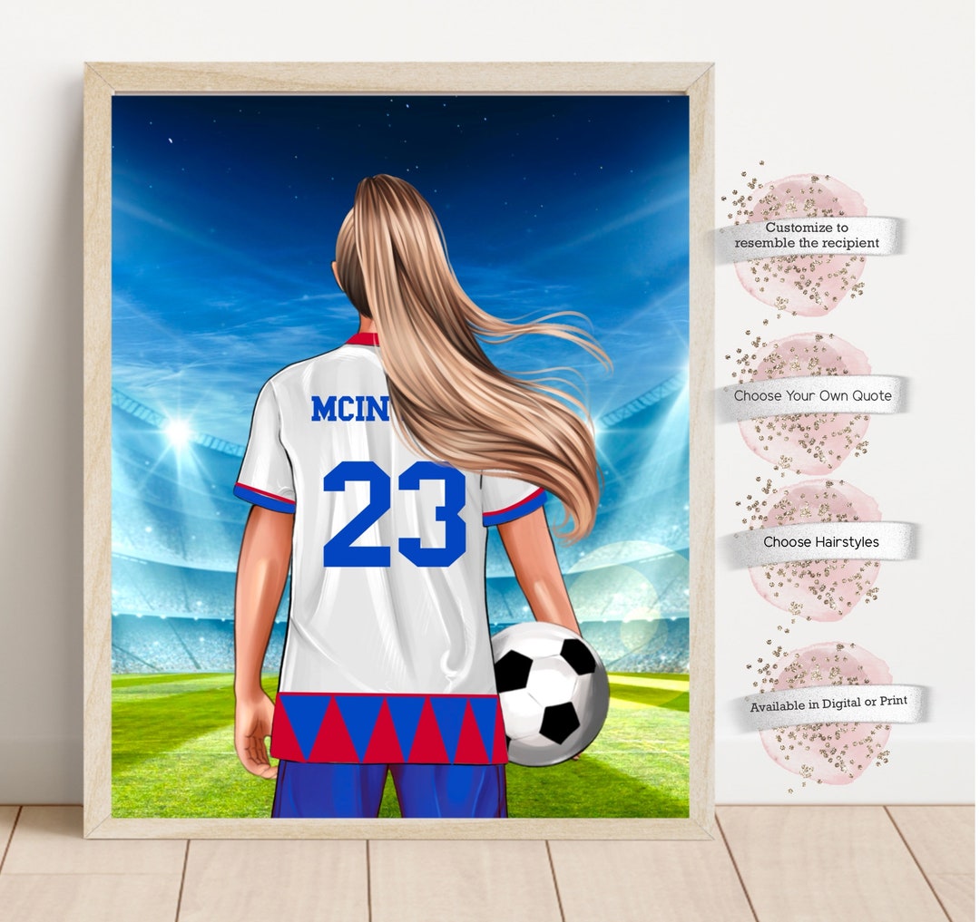 Personalized Woman Soccer Print, Custom Female Soccer Player, Soccer ...