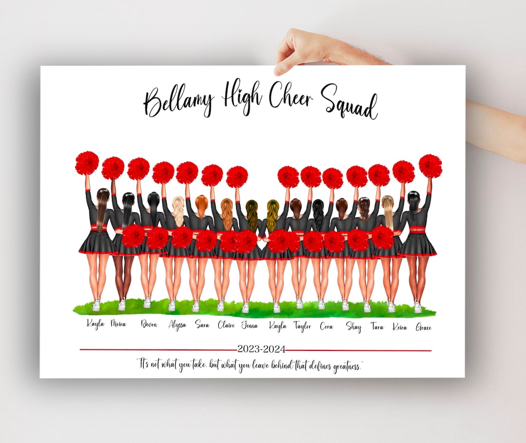 Personalized Cheerleading Squad Print, Cheer Team Gift, Custom Uniform ...