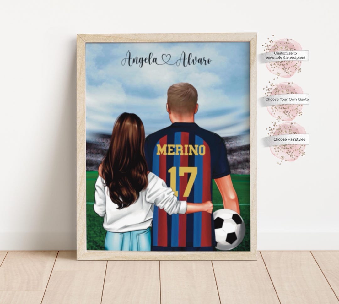 Personalized Soccer Couple Poster, Custom Uniform Included, Gift for ...