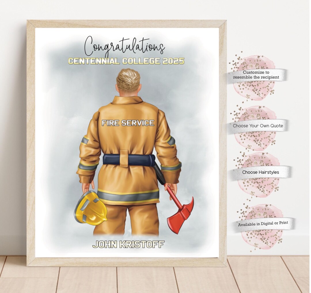 Personalized Firefighter Graduation Print, Fire Rescue Graduate, Gift ...