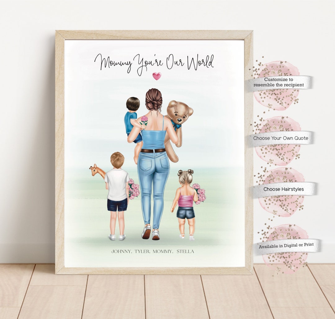Personalized Mom and Baby Print, Gift for Mom, Personal Gift, Wall Art ...