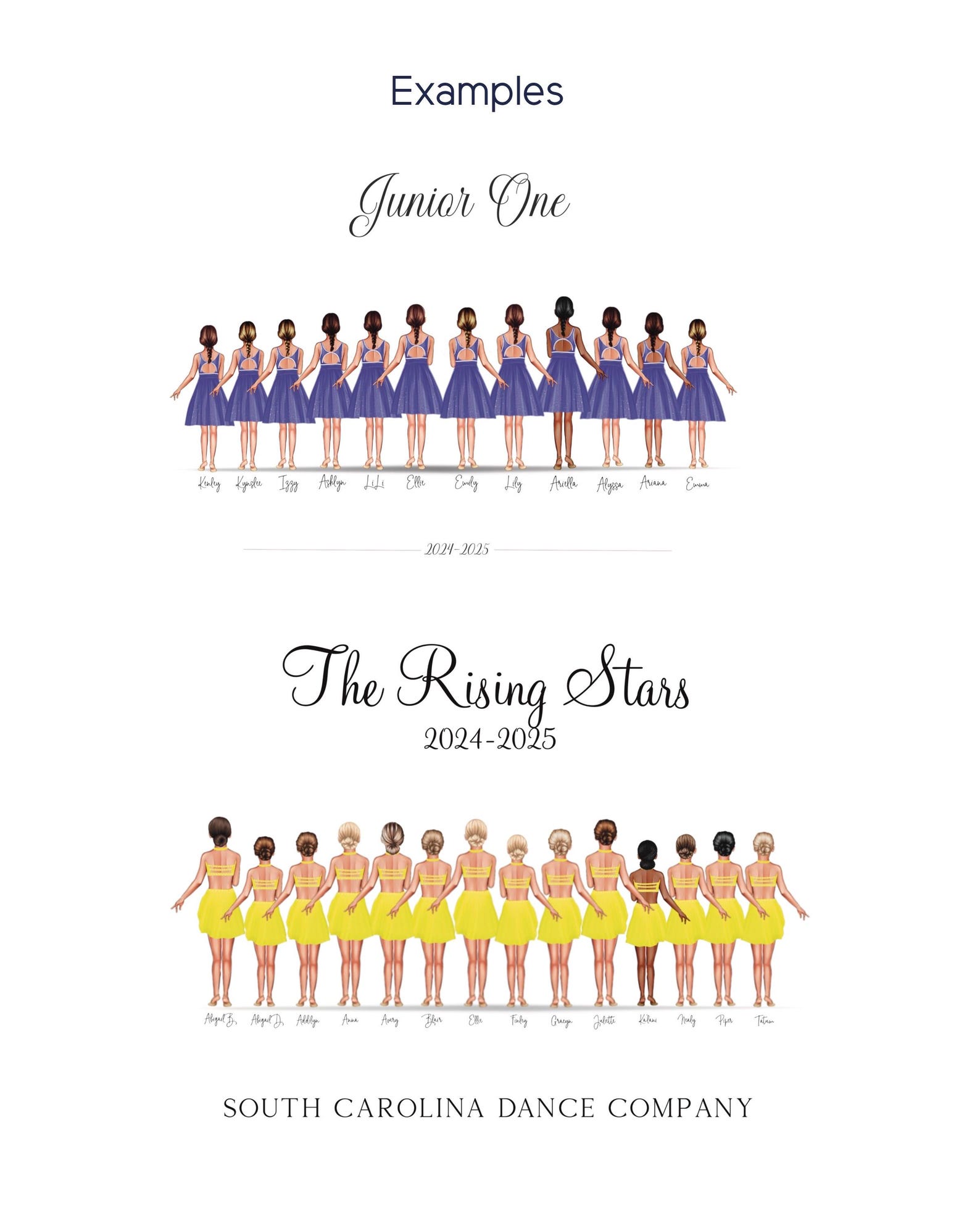 Personalized Dance Team Portrait, Gift for Dancers, Dance Team Portrait ...