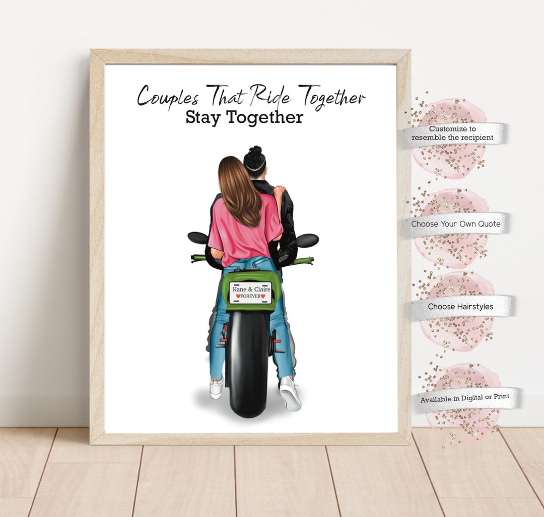 Custom Biker Couple Print, Motorcycle Couple, Gift for Boyfriend, Gift ...