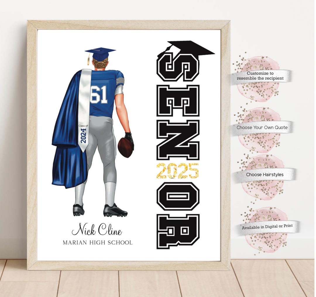 Personalized Football Graduation Print, Football Graduate, Sports ...