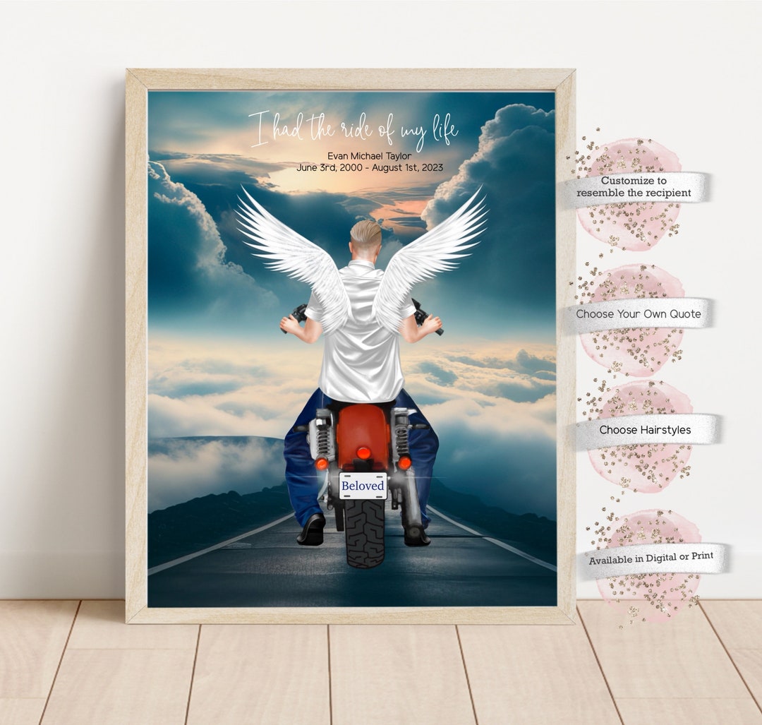 Personalized Biker Memorial Poster, Motorcycle Memorial Gift, Loss ...