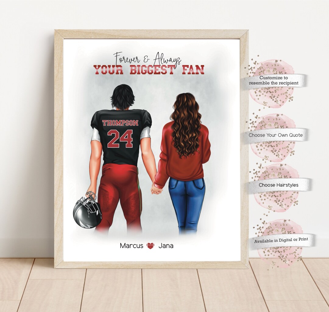 Personalized Football Couple, Sports Gift, Gift for Her, Gift for Him ...