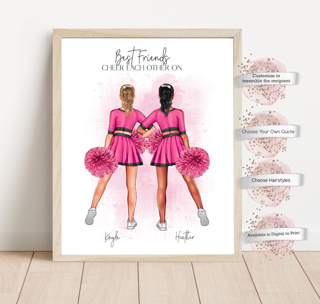 Personalized Cheerleader Print, Custom Cheer Besties, Gift for Her ...