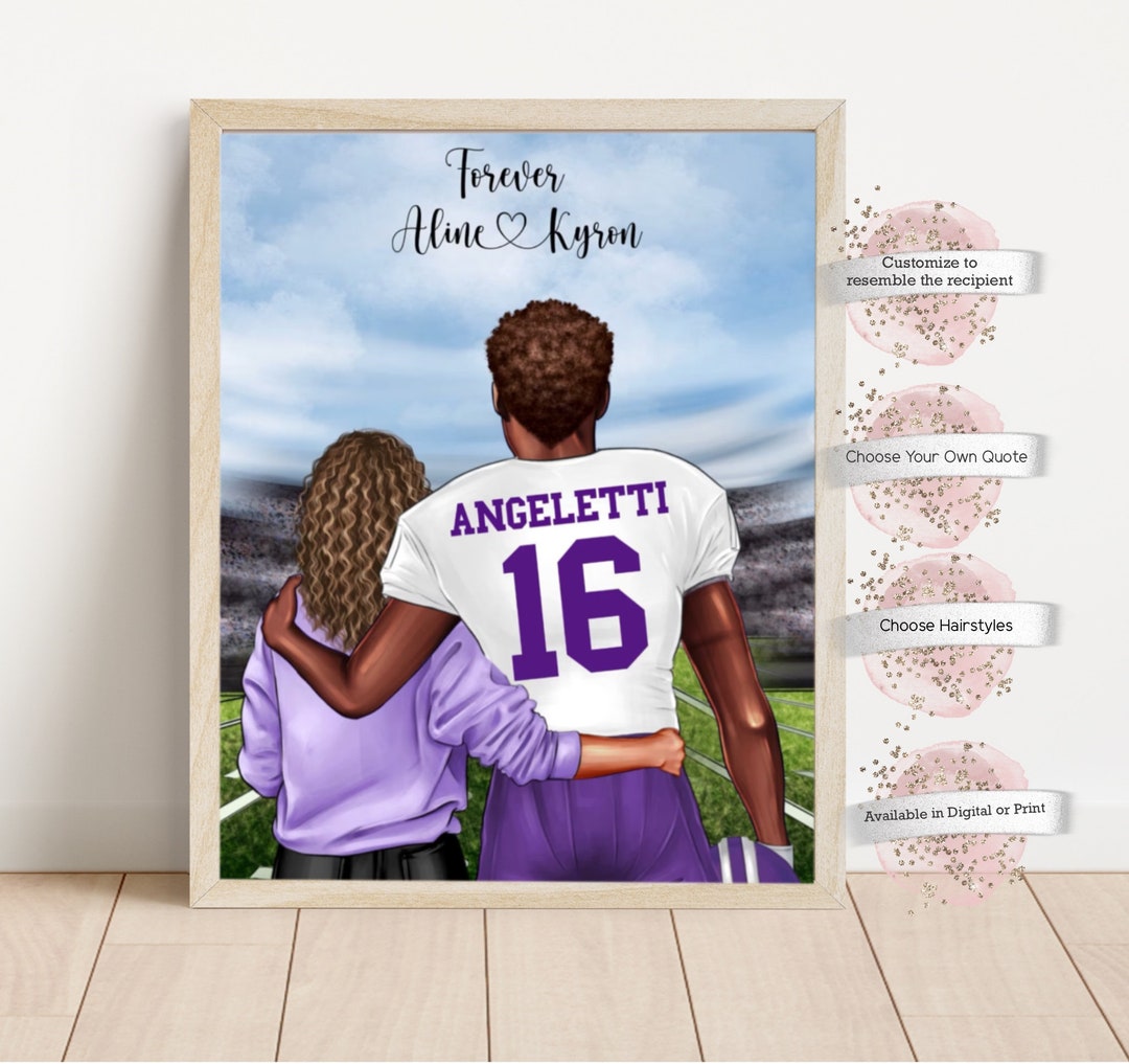 Personalized Football Couple Print, Football Fan Gift, Gift for Couples ...
