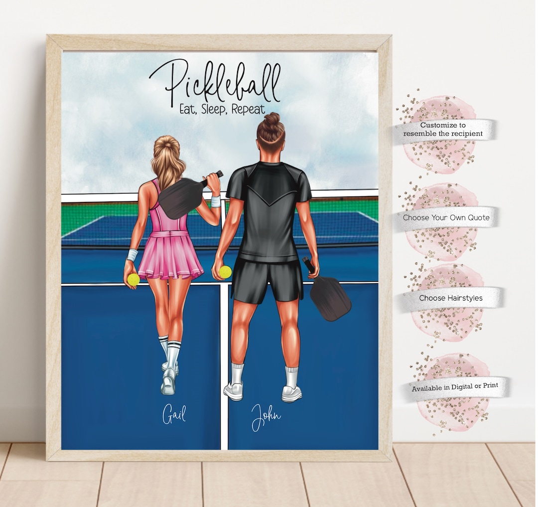 Personalized Pickleball Print, Pickleball Couple, Pickleball Court ...