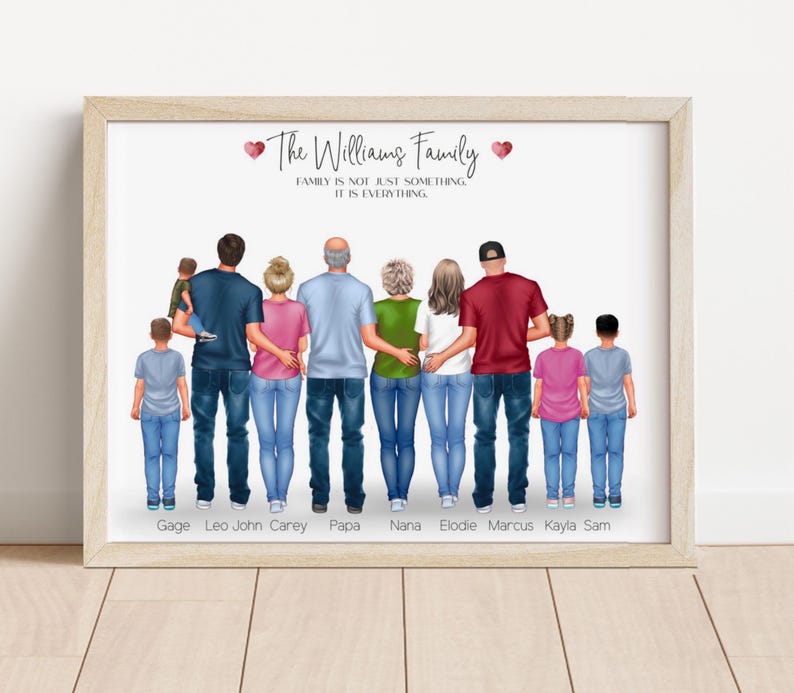 Personalized Family Portrait Print, Custom Family Illustration ...