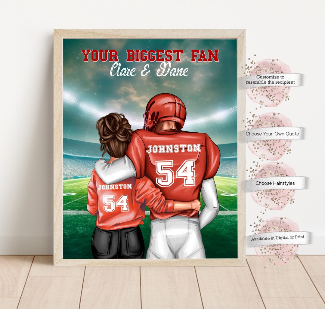 Personalized Football Couple, Sports Gift, Gift for Her, Gift for Him ...