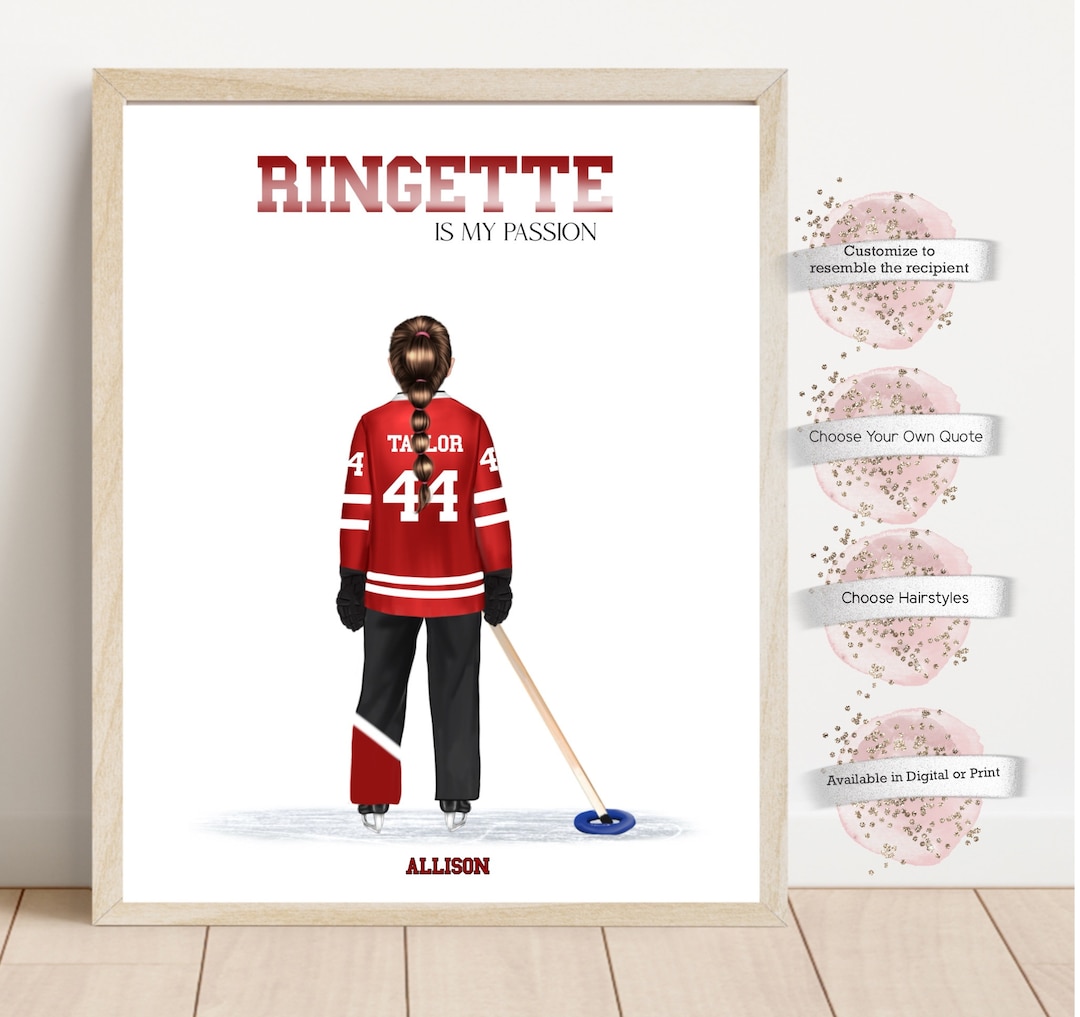 Personalized Ringette Player Print, Custom Uniform Included, Ringette ...