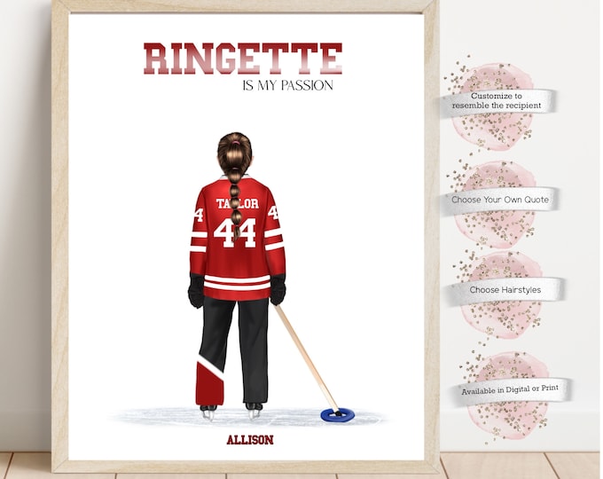 Ringette Player Girl Quote Watercolor Print Ringuette Female Woman Mom ...