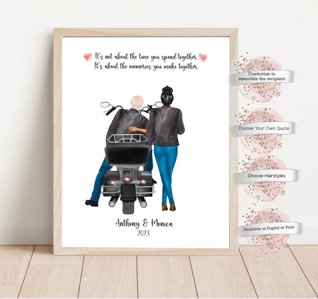 Personalized Motorcycle Couple Print, Biker Gift, Anniversary Gift - Etsy