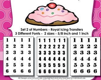 Balloon Numbers Royal Icing Transfer Sheet, Royal Icing Template, Royal ...