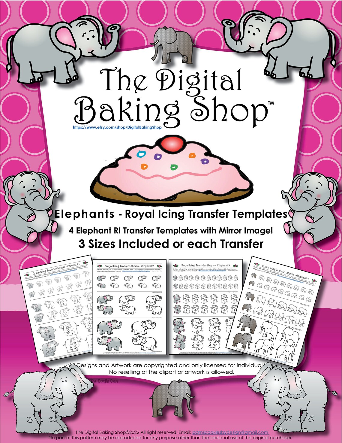 Elephants - Royal Icing Transfer Templates for Cookies or Decorating ...