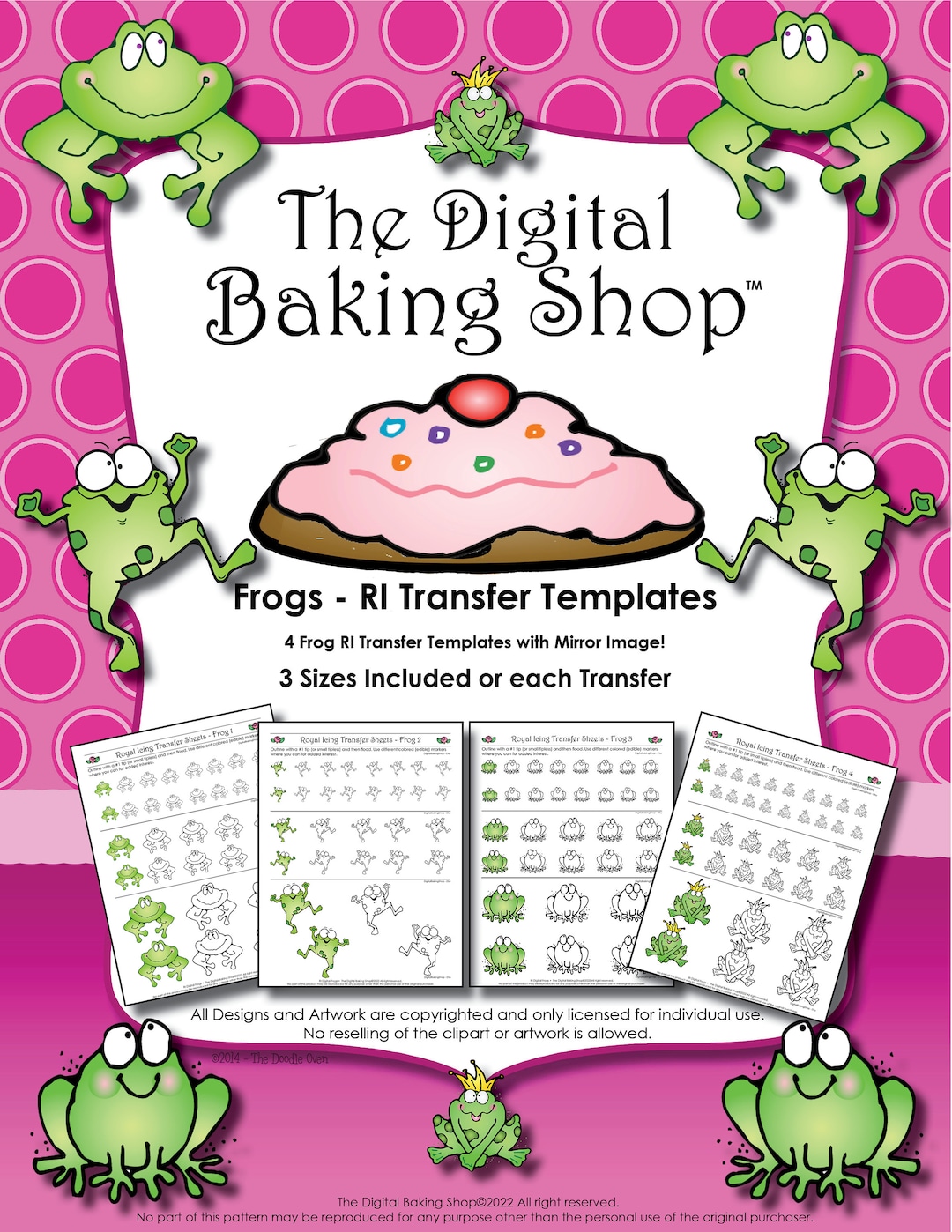 Frogs - Royal Icing Transfer Templates for Decorating Cookies and Baked ...