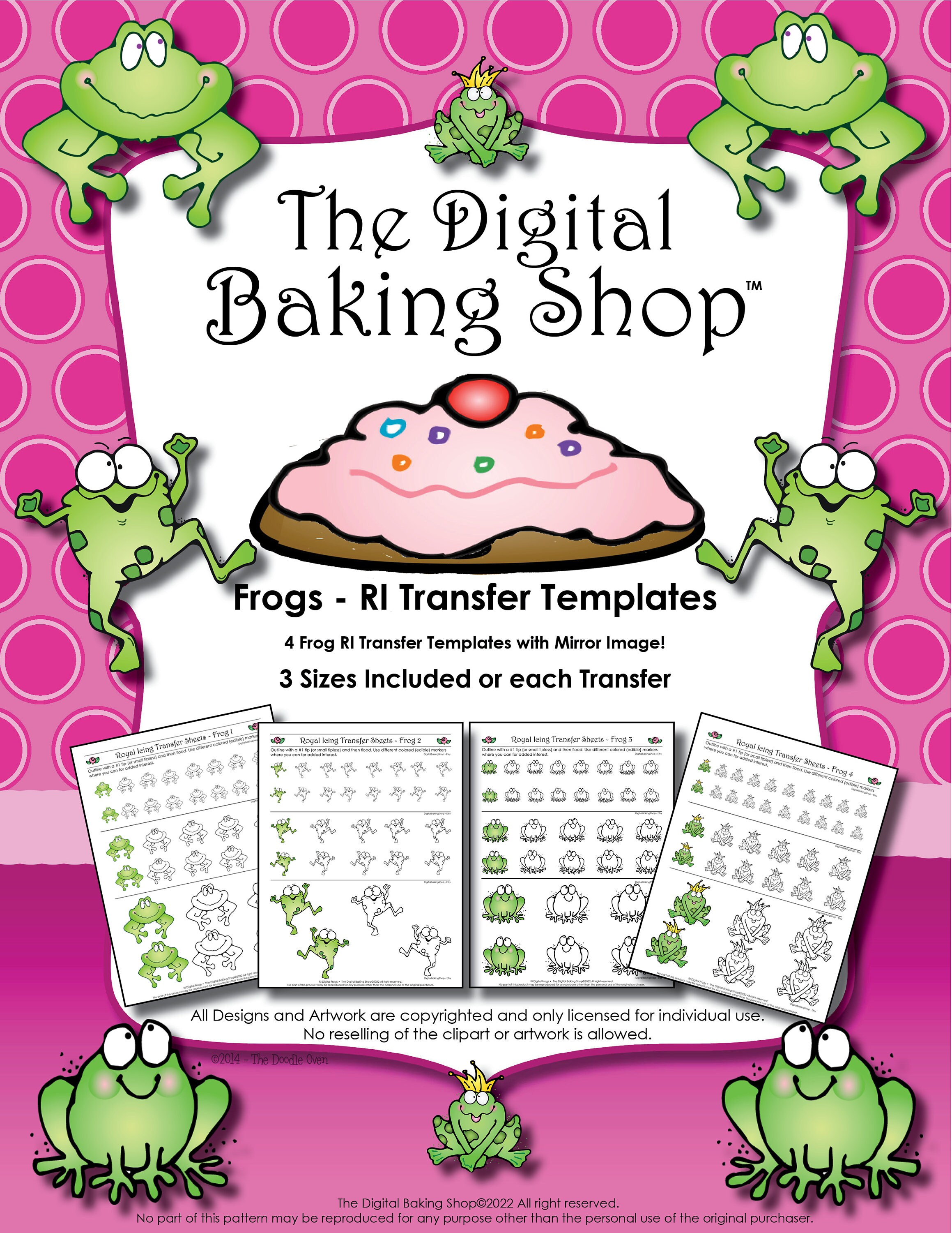 Frogs - Royal Icing Transfer Templates for Decorating Cookies and Baked ...