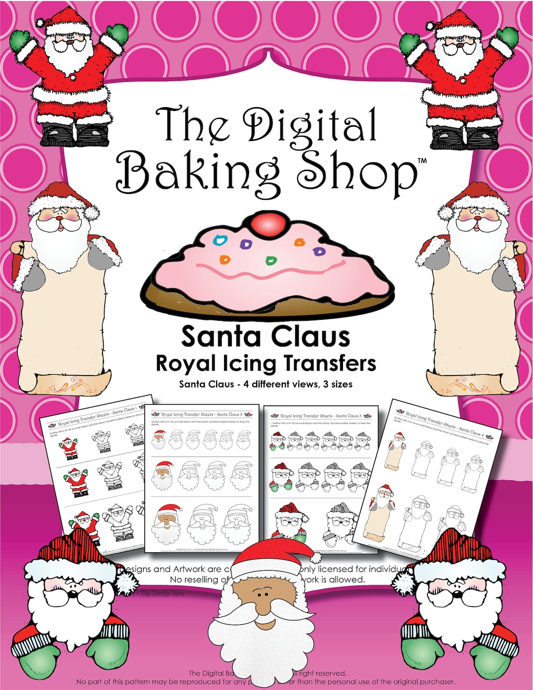 Santa Claus - Royal Icing Transfer Templates for Cookie and Baking ...