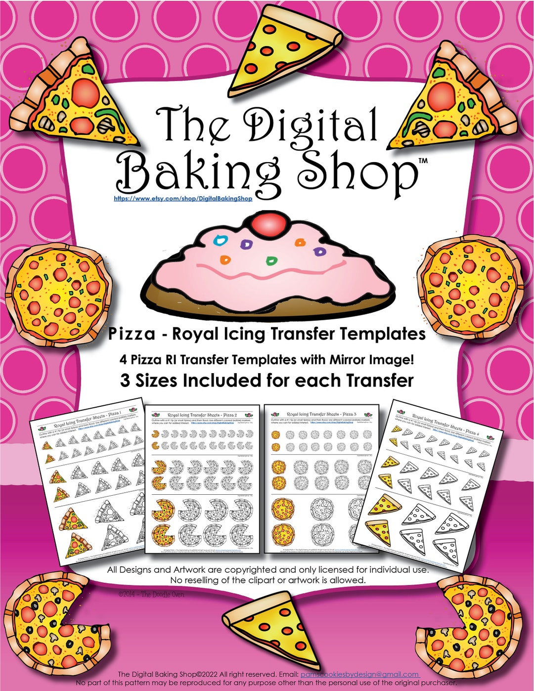 Pizza - Royal Icing Transfer Templates for Cookies or Decorating Your ...