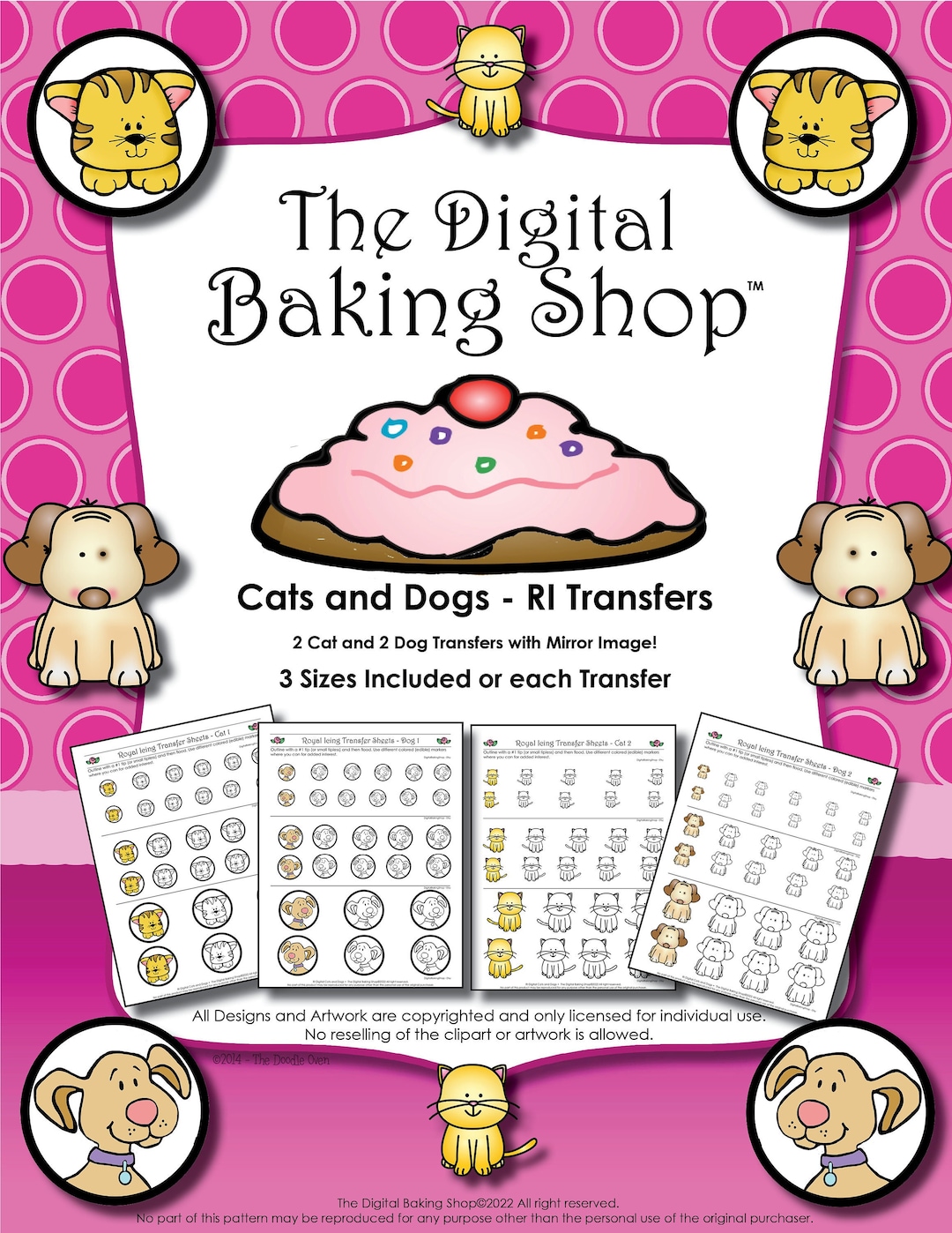 Cats and Dogs - Royal Icing Transfers for Decorating Cookies and All ...