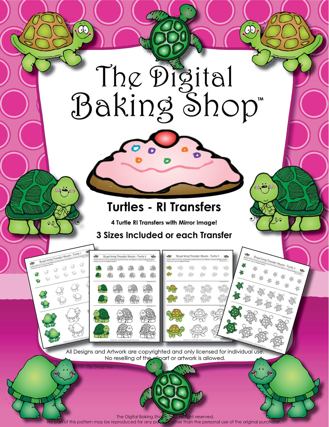 Turtles - Royal Icing Transfer Template for Decorations - Etsy