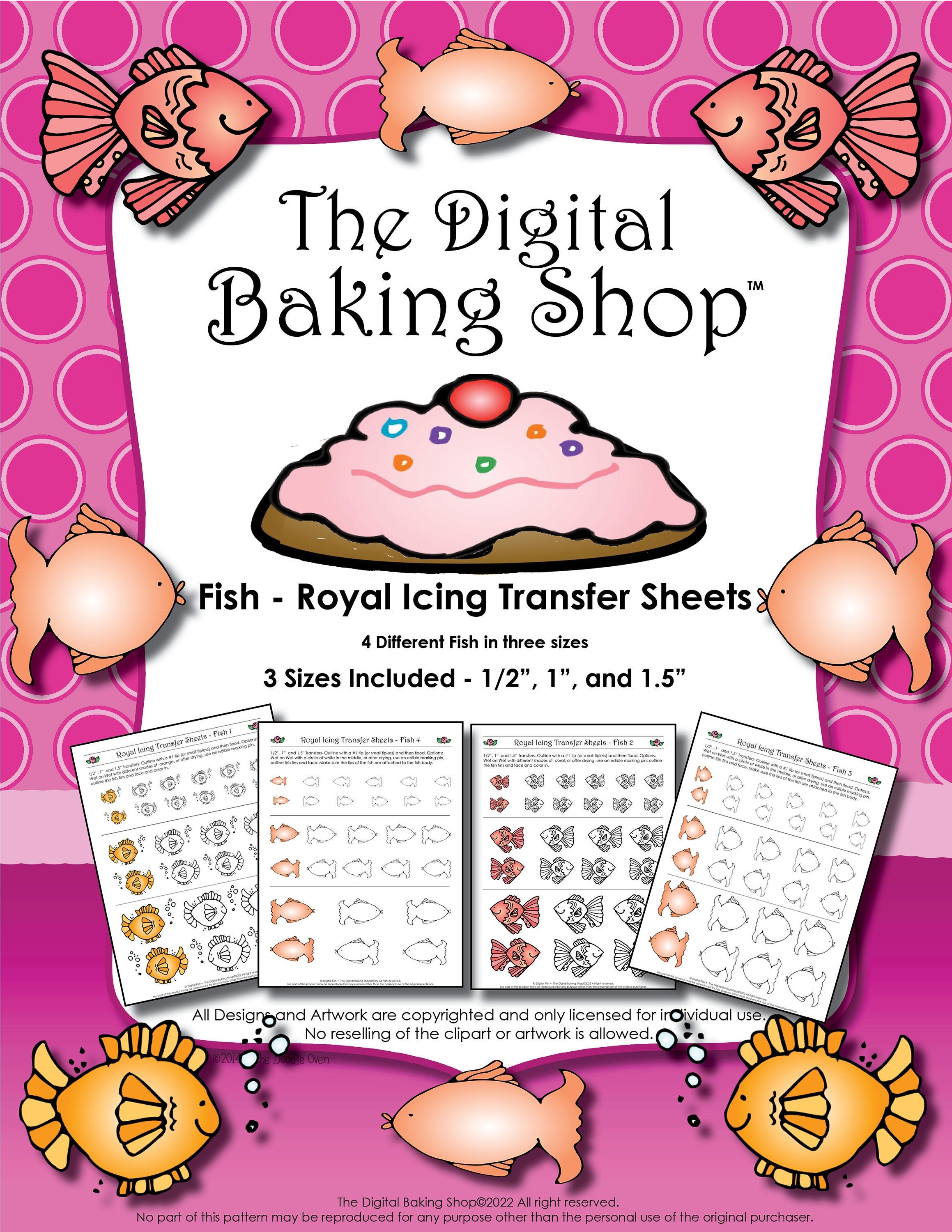 Fish - Royal Icing Transfer Templates for 4 Fish - Etsy