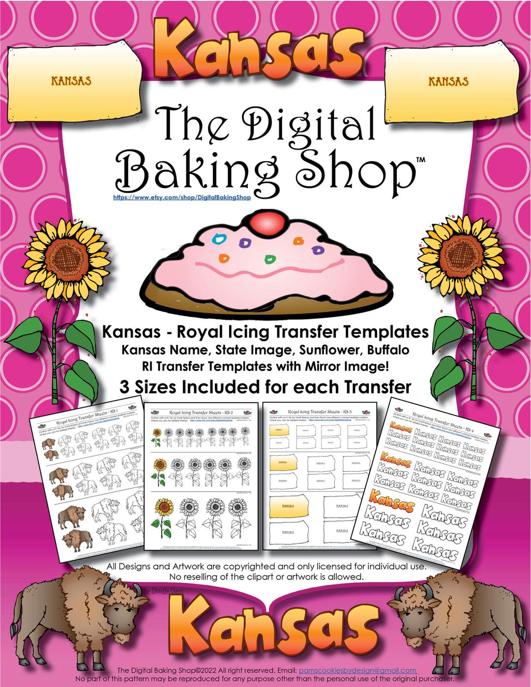 Kansas - Royal Icing Transfer Templates - Kansas Name, State Image ...