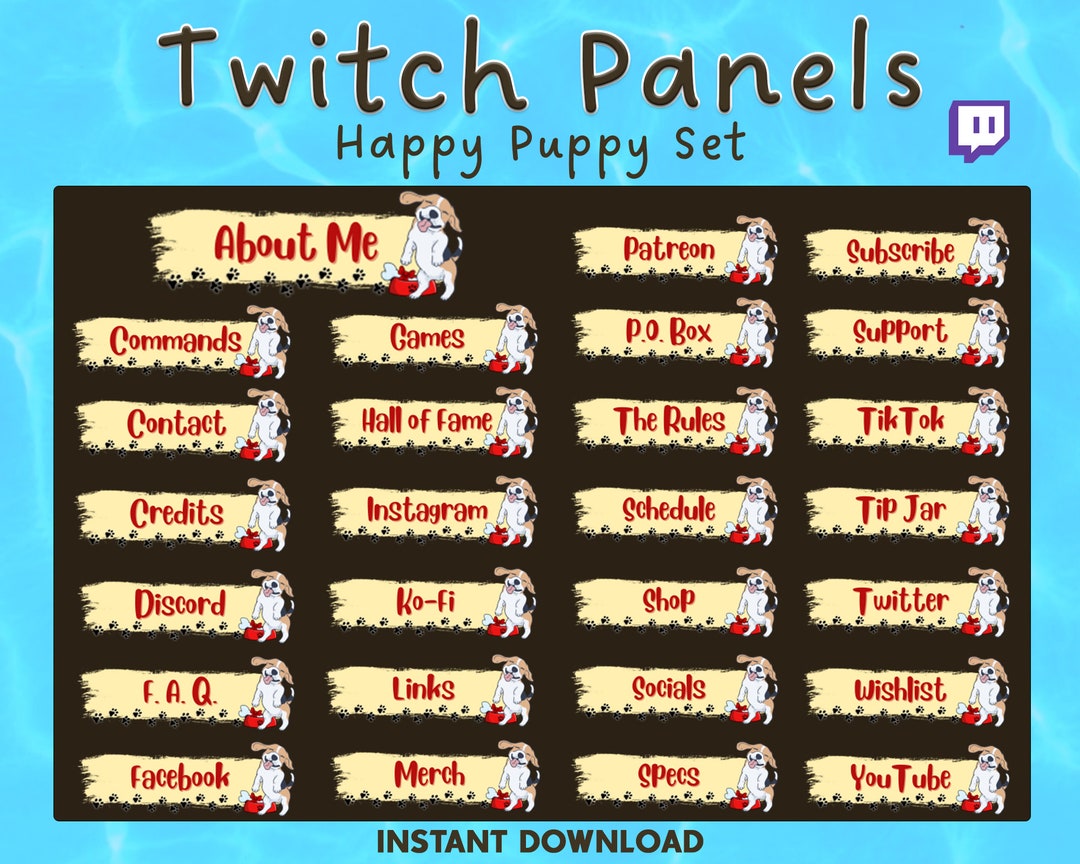28x Cute Dog Twitch Stream Panels | Streamer Assets | Panels Pack ...