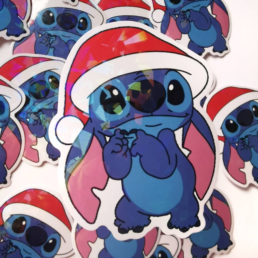 Stitch Sticker - Christmas Disney Vinyl Sticker - Santa, Festive Stitch ...