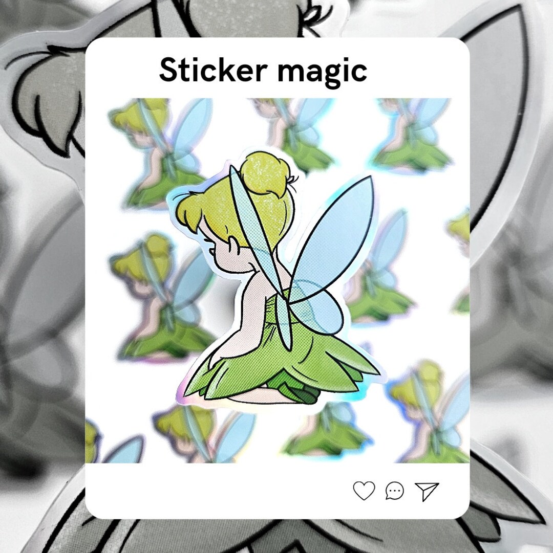 Holographic Tinkerbell Sticker - Disney Sticker - Peter Pan Sticker ...