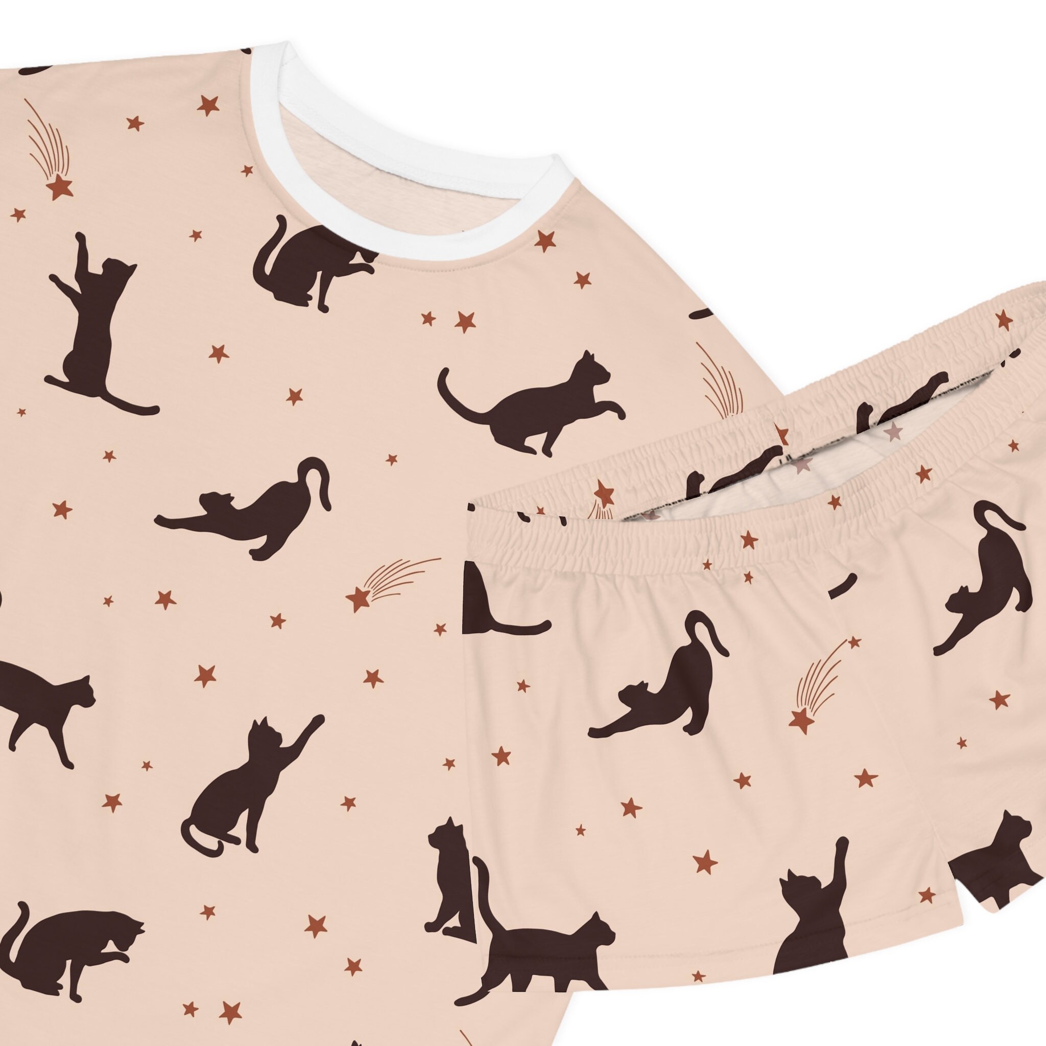 Black Cat Star Night Sky Lover Women's Short Pajama Set Gift for Her ...